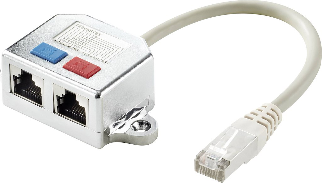 Renkforce mrezni adapter 2x RJ45 uticnica na 1x RJ45 utikac CAT 5e 15.00 cm metalna
