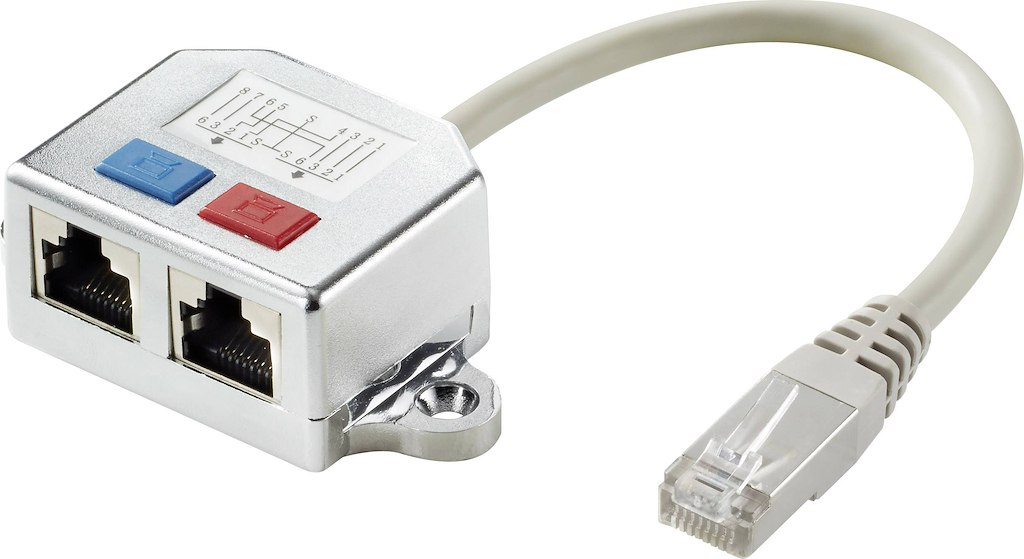 Renkforce mrezni adapter 2x RJ45 uticnica na 1x RJ45 utikac CAT 6 15.00 cm metalna