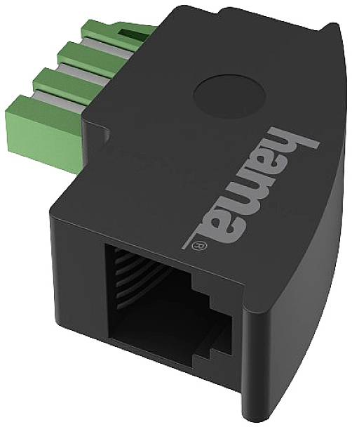 Hama telefon adapter crna muški konektor TAE-U RJ12 utičnica