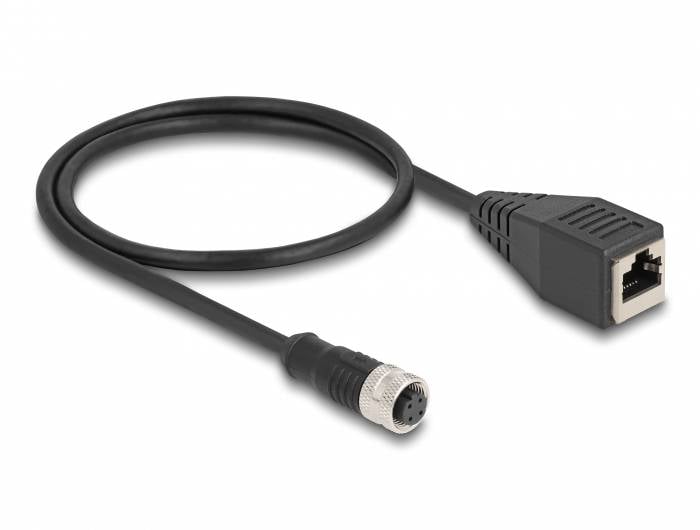 Delock 3379575 4-polni RJ45 uticnica – M12 uticnica mrezni adapter S/FTP 0.50 m crna