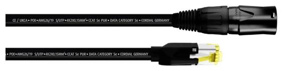 Cordial 3344108 5e RJ45 utikac mrezni patch kabl CAT 5e S/UTP 5.00 m crna PUR omotac