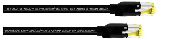Cordial 3344096 5e RJ45 utikac mrezni patch kabl CAT 5e S/UTP 5.00 m crna PUR omotac