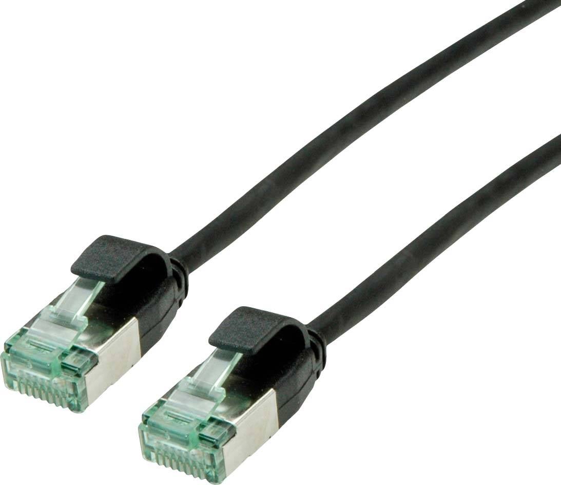 Roline 3338992 21.45.3354 RJ45 utikac mrezni patch kabl CAT 6a U/FTP 1.50 m crna neoklopljen izuzetno tanak