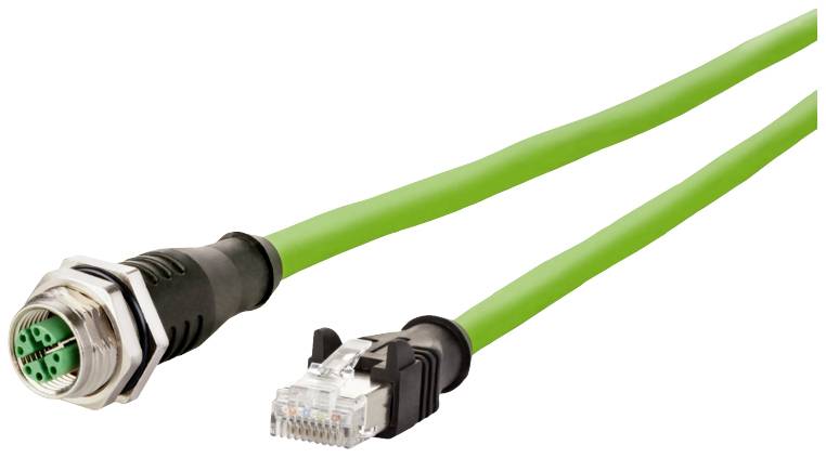Metz Connect 2860620 142M2X25010 M12 uticnica – RJ45 utikac mrezni patch kabl CAT 6a S/FTP 1.00 m zelena PUR omotac otporan na kiseline