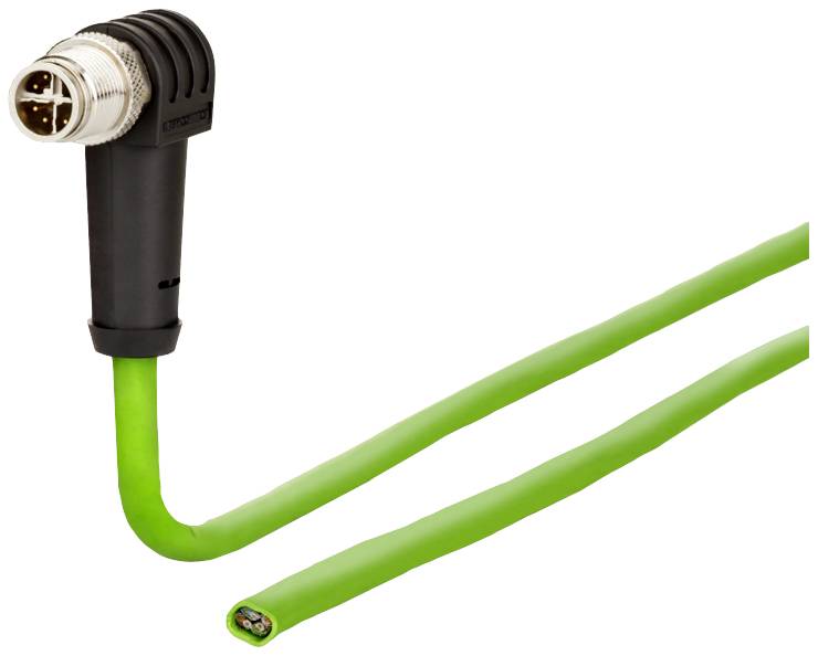 Metz Connect 2860588 142M2X90050 M12 utikac – prosti konec mrezni patch kabl CAT 6a S/FTP 5.00 m zelena PUR omotac otporan na kiseline