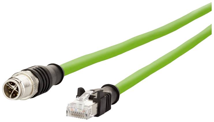 Metz Connect 2860584 142M2X15050 M12 utikac – RJ45 utikac mrezni patch kabl CAT 6a S/FTP 5.00 m zelena PUR omotac otporan na kiseline