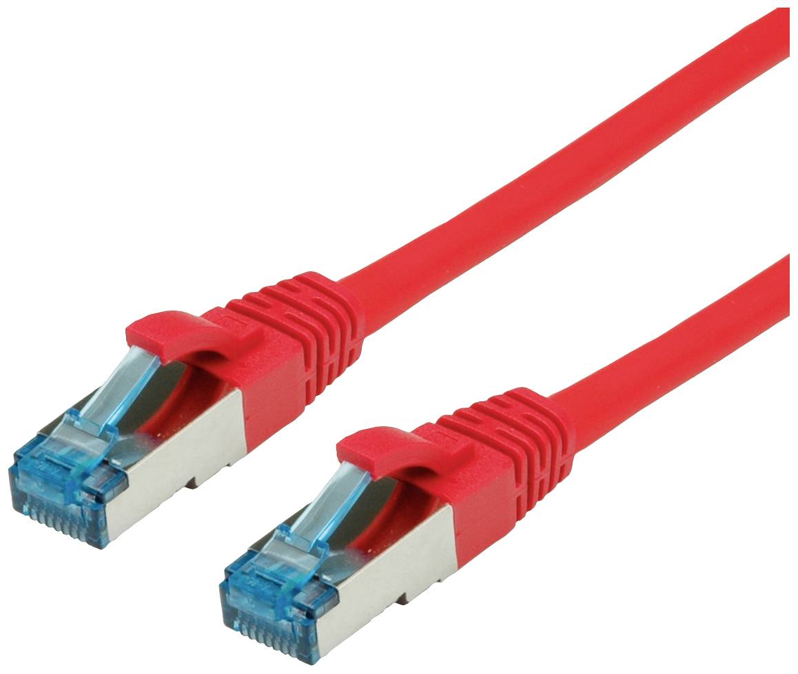 Value 2558371 21.99.1923 RJ45 utikac mrezni patch kabl CAT 6a S/FTP 3.00 m crvena (jasna) dvostruko oklopljen bez halogena