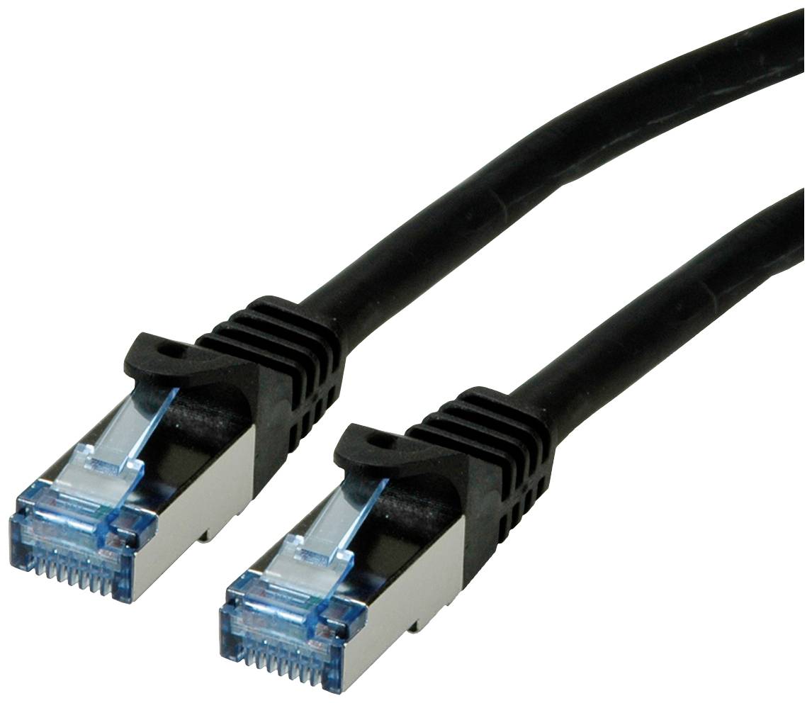 Roline 2557034 21.15.2855 RJ45 utikac mrezni patch kabl CAT 6a S/FTP 5.00 m crna dvostruko oklopljen bez halogena