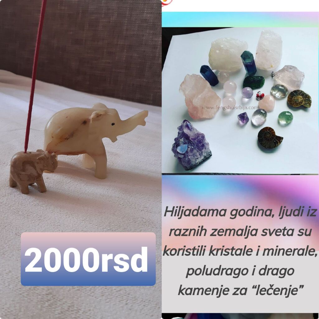Dekorativne figurice slonova od kamena sa držačem za štapićasti