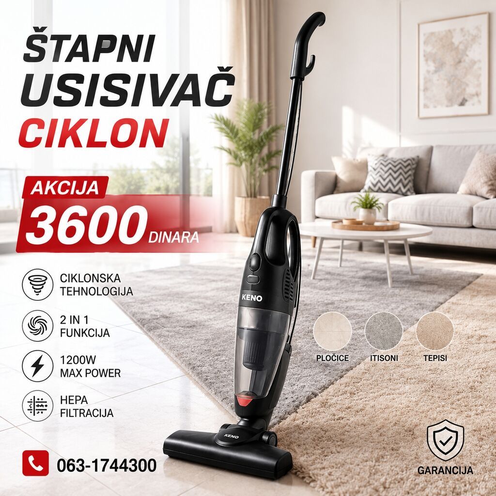 Štapni usisivač KENO – Ciklon - Ciklonska tehnologija za snažno i