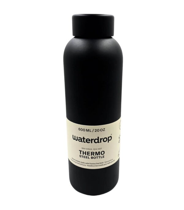 Waterdrop termo flaša crna 600 ml – Klasik od nerđajućeg čelika