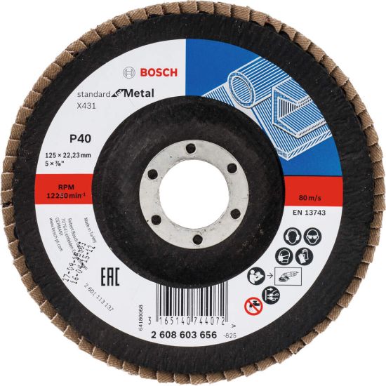 Bosch lamelni brusni disk X431, Standard for Metal 125 mm, 22,23 mm, granulacija 40 - 2608603656