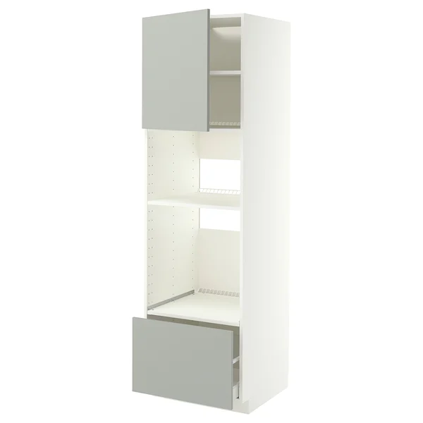 Visoki element za ugradne uređaje, bela/Havstorp svetlosiva, 60x60x200 cm