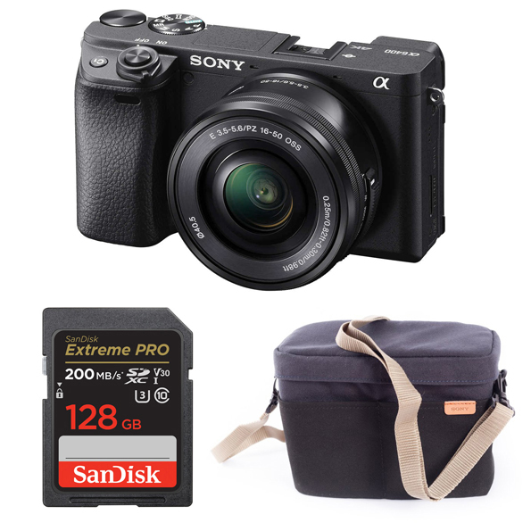 Sony Alpha a6400 + 16-50mm OSS II + SD 128gb + Sony ORIGINAL TORBA