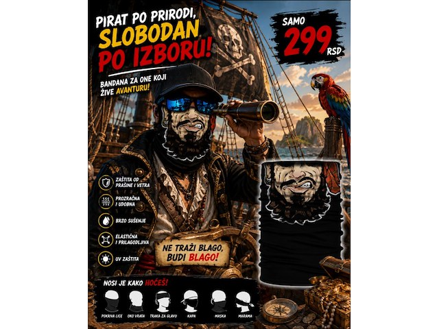 Bandana podkapa maska marama sal kapa #Pirat