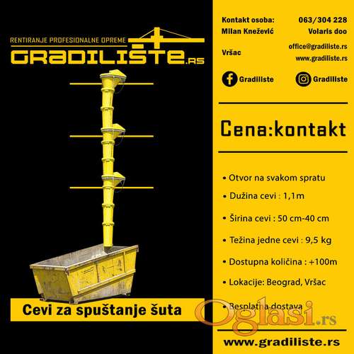 Cevi za spustanje suta -levak za sut - izdavanje