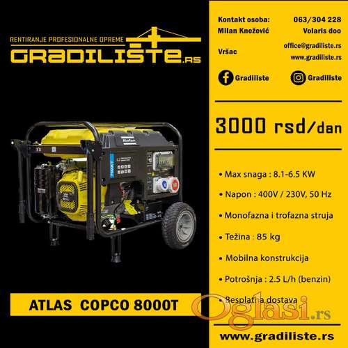 Atlas Copco 8000T - agregat 8 kw - izdavanje