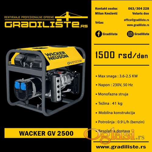 Wacker Neuson GV 2500 - agregat 3.6 kw - izdavanje