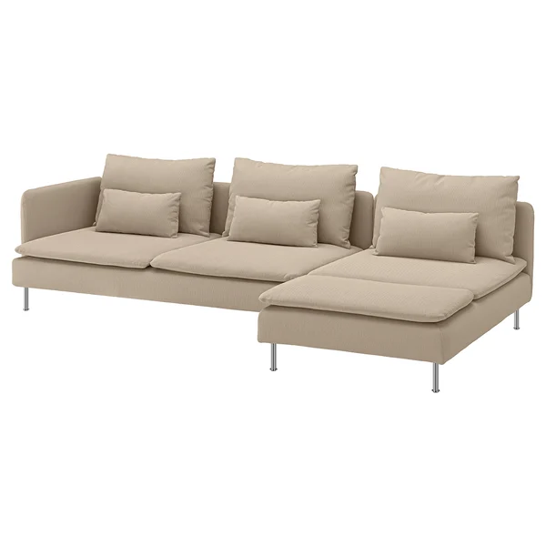 Sofa 4-sed i lenjivac, i bez stranice/Kelinge bež