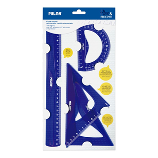 Blister pack tracing kit with 30cm ruler, 180 protractor and square set NEW DESIGN