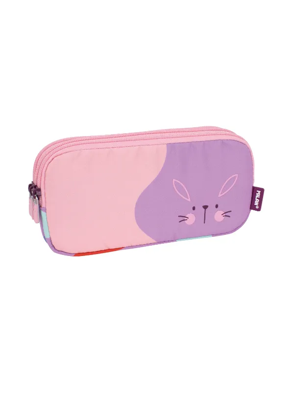 081135FAPR 3 zip pencil case FUN ANIMALS Special Series, violet