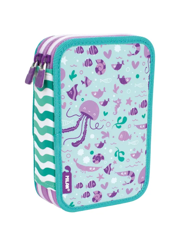 081264S Filled double decker pencil case Frutikis special series, green and orange