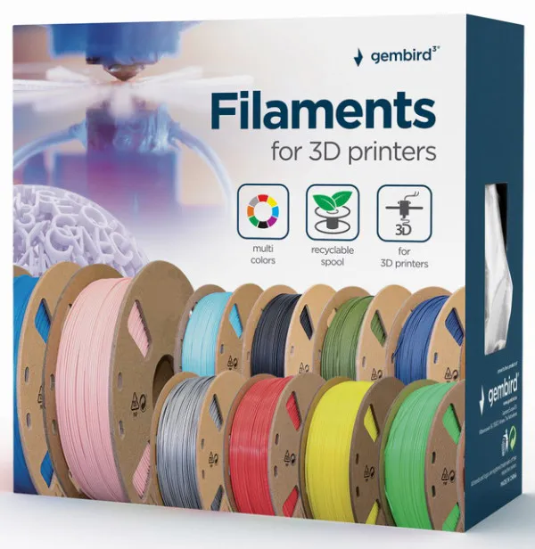 GEMBIRD 3DP-PLA-SK-01-ICE PLA Svilenkasti led Filament za 3D stampac 1.75mm, kotur 1KG Ice blue + dark blue