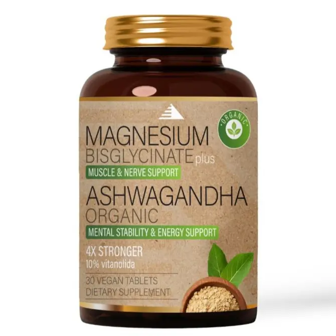 Magnesium Bisglycinate + Ashwagandha Organic 30tb - AMN