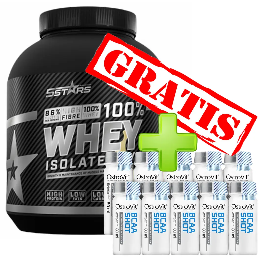 Whey isolate 2kg + GRATIS 10 x BCAA shot - 5stars