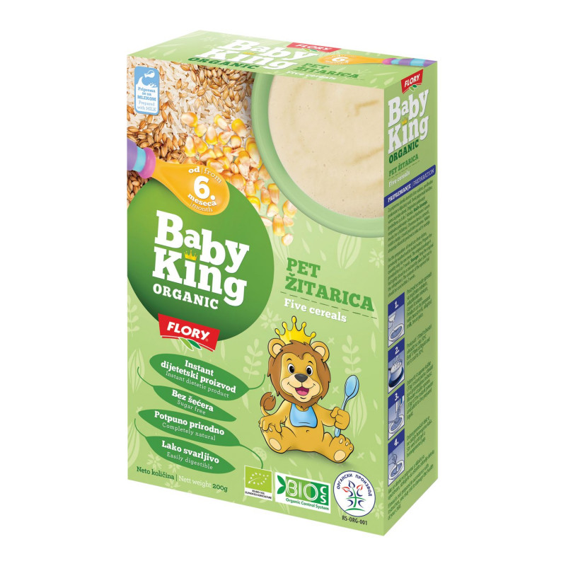 Baby king instant kaša 5 žitarica organic 200g