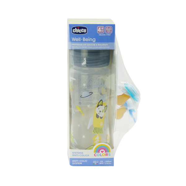 Chicco set WB flašica 330ml+PhAir laža,plava