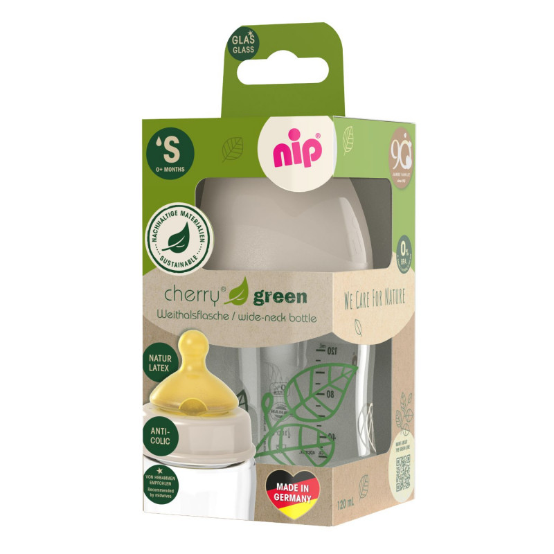 Nip Green staklo flašica bež 120ml 0m+, S protok