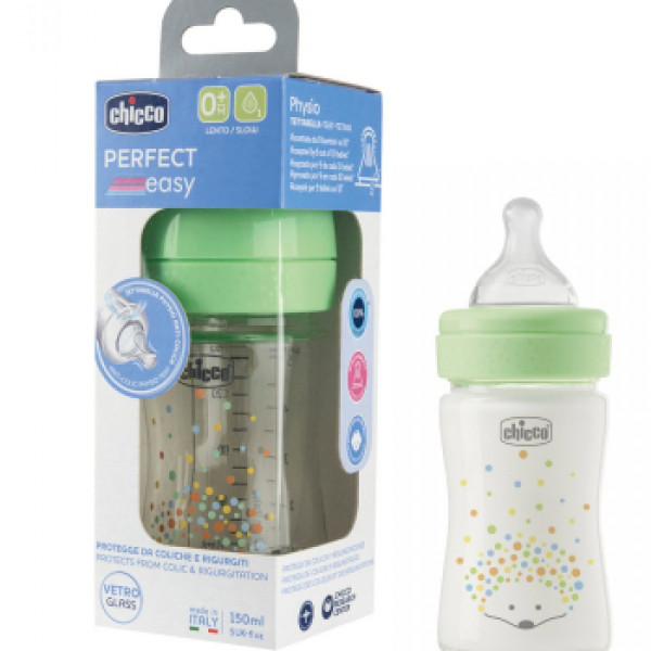 Chicco PE staklena flašica,uni,silikon,150ml