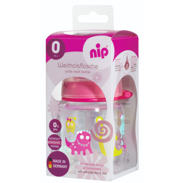 Nip PP flašica široki otvor 150ml, 0m+, devojčica