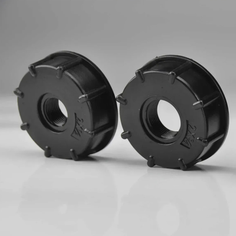 Reducir za IBC cisternu 1000L krupan navoj 6cm izlaz 1″ crni