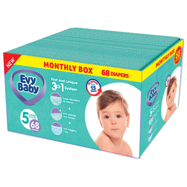 Evy baby pelene Box 5 junior 11-25kg - 68 kom 3u1