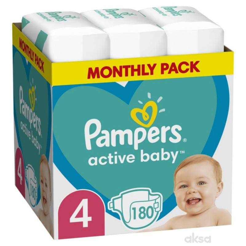 Pampers pelene active baby monthlyS4 9-14kg 180kom
