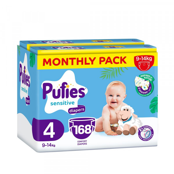 Pufies pelene monthly pack 4 maxi 9-14kg 168kom