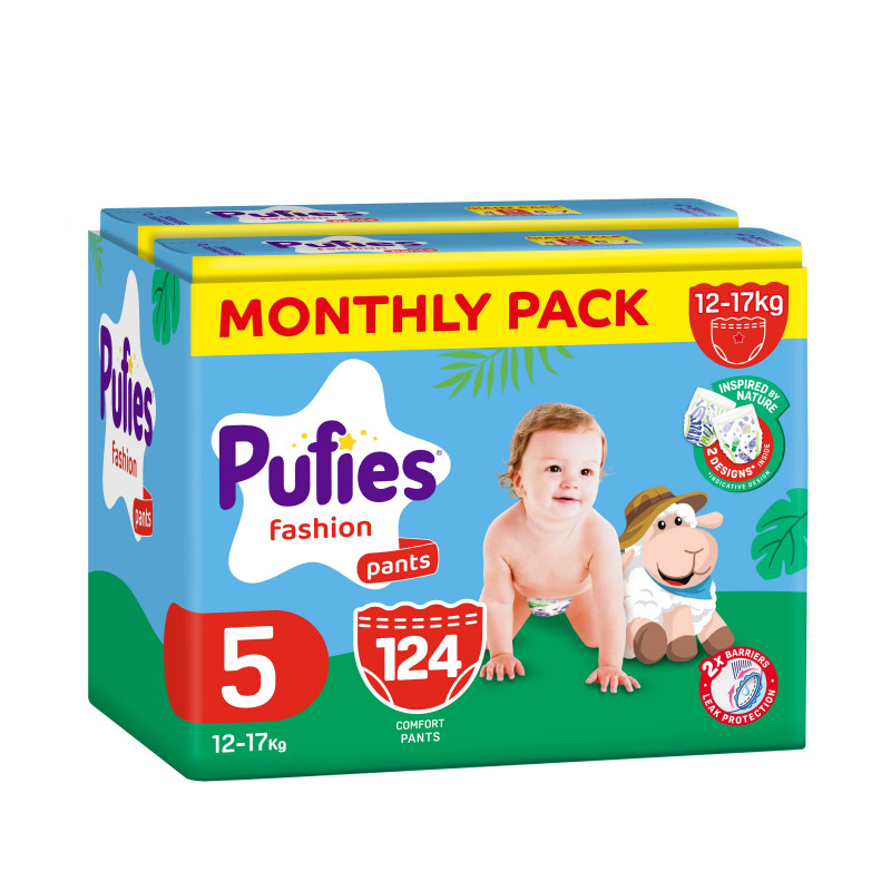 Pufies pelene monthly pants 5junior 12-17kg 124kom