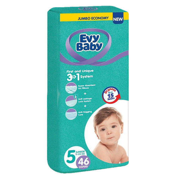 Evy baby pelene jumbo 5 junior 11-25kg 46kom 3 u 1