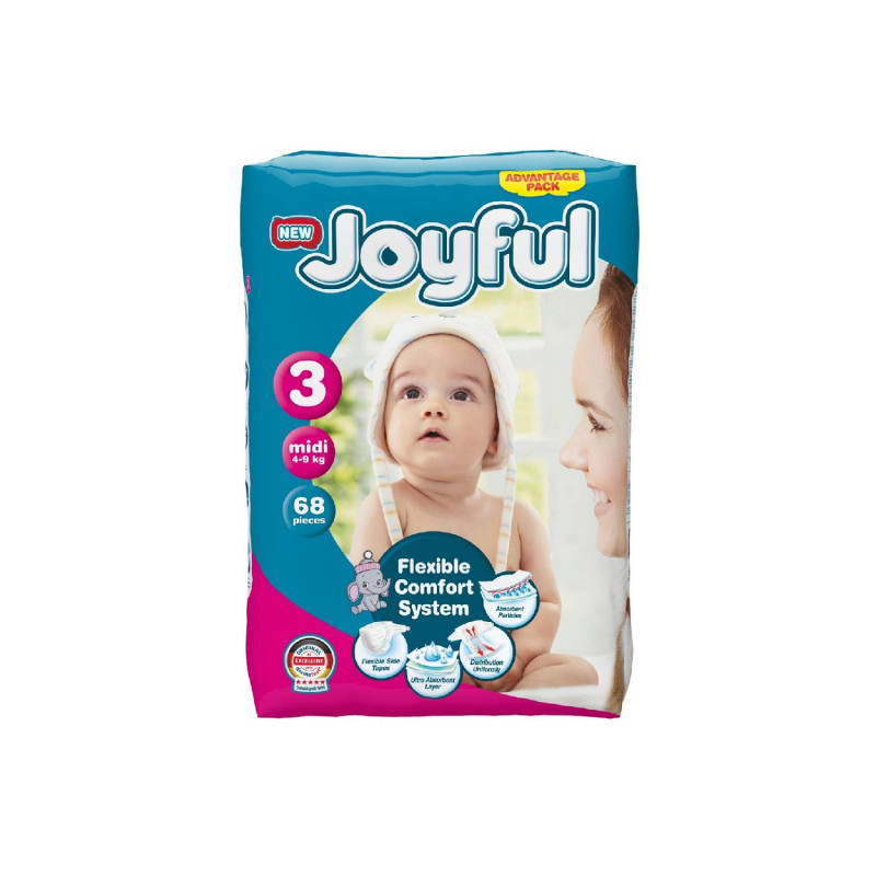 Joyful pelene 3 midi 4-9kg 68 kom