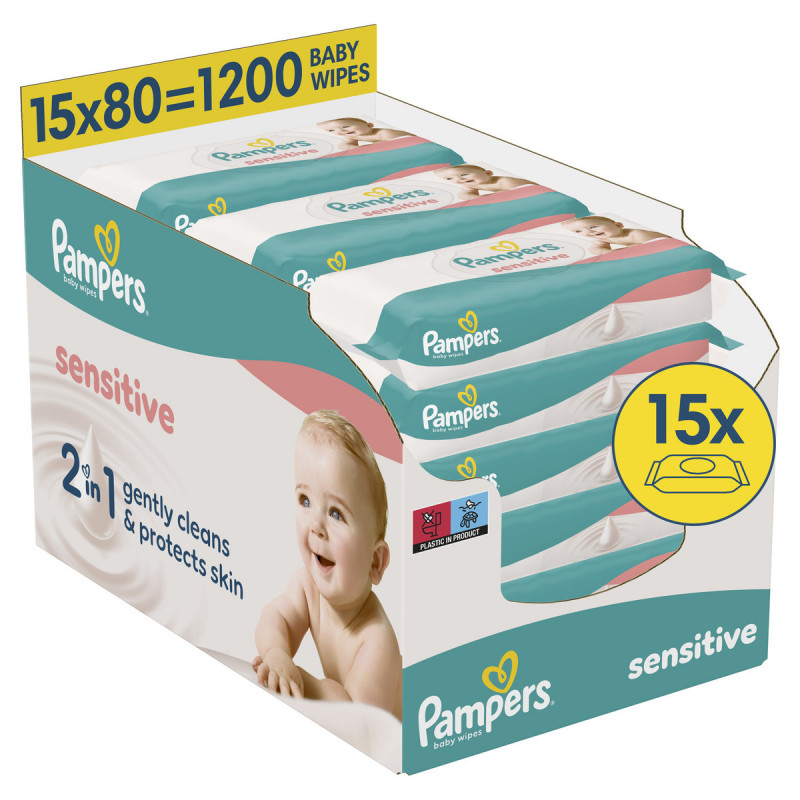 Pampers baby vlažne maramice sensitive 15X80kom