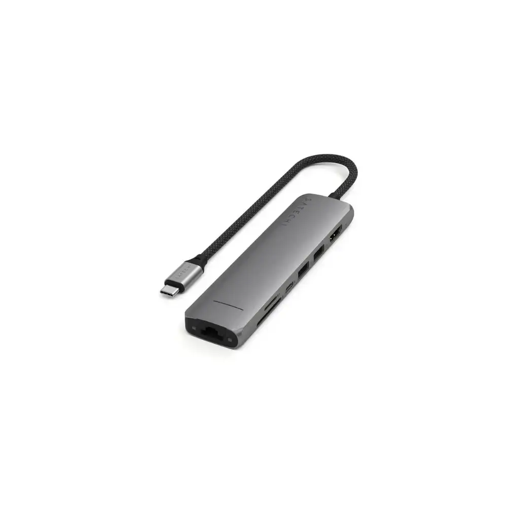 SATECHI 7-in-1 USB-C Slim Multiport Adapter with Ethernet Silver ST-P7SS HUB