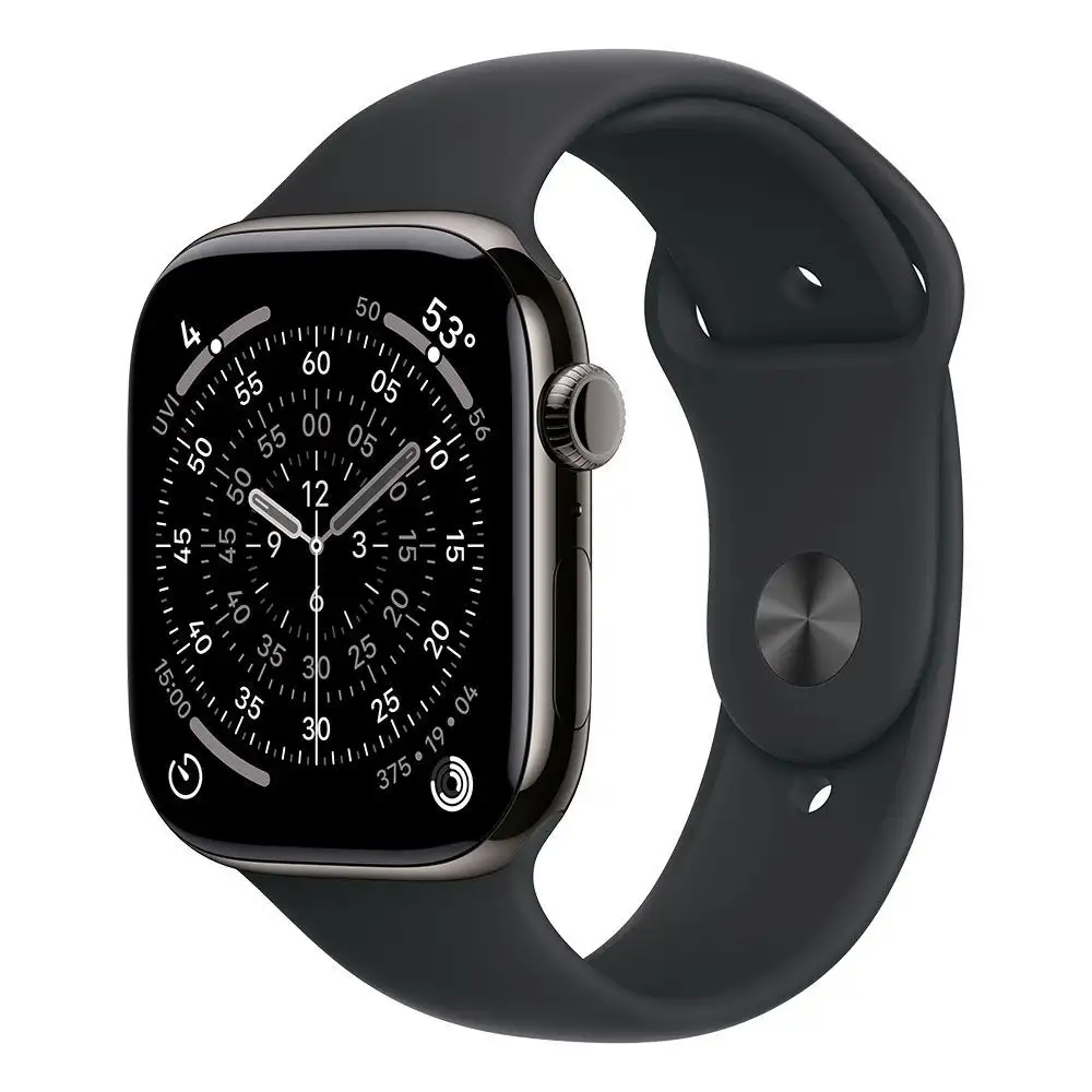 APPLE Watch S11 Cellular 46mm Slate Titanium Case with Black Sport Band - S/M mfd14rk/a
