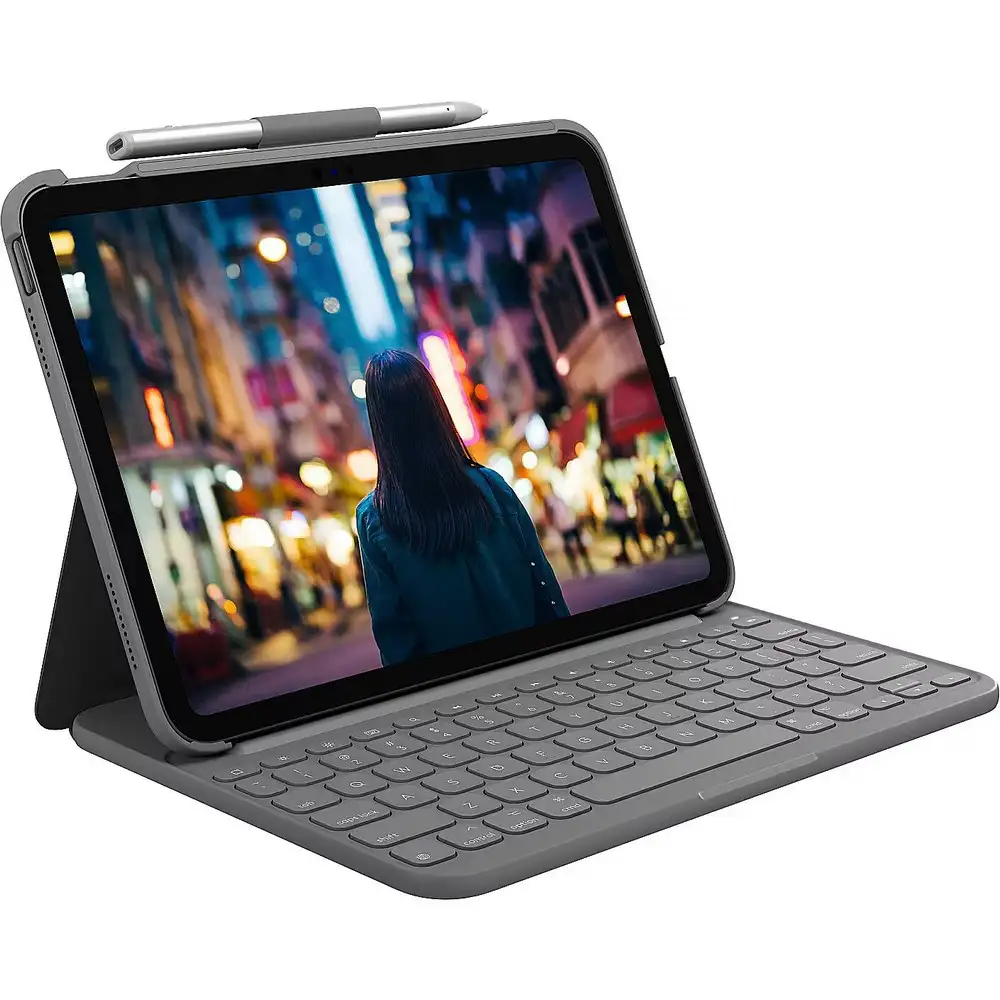 Logitech Slim Folio Keyboard Case for iPad (10th gen) - Grey - US