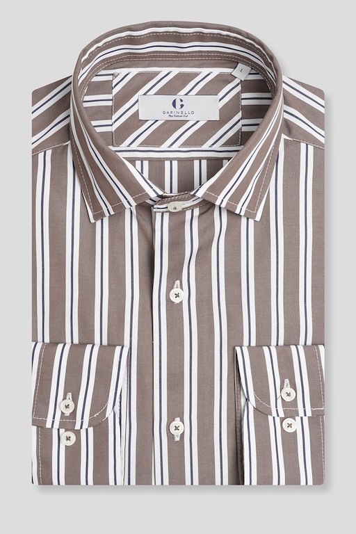 Braon Bold stripe slim fit košulja 717M