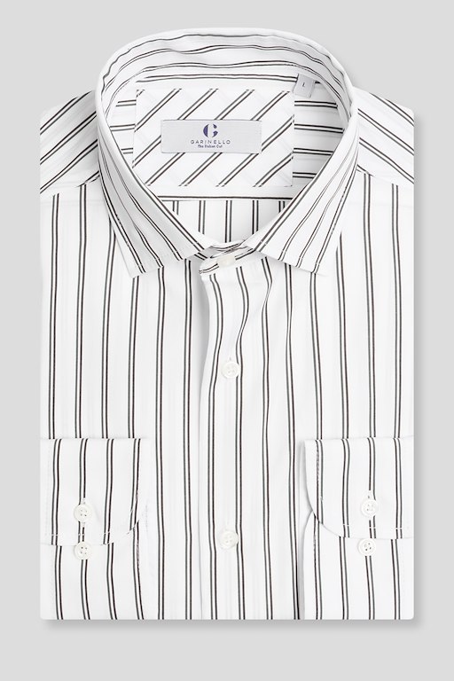 Zeleno-braon Double stripe slim fit košulja 717M