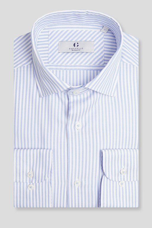 Plava prugasta Oxford slim fit košulja 717M