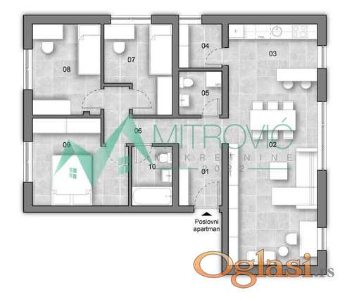 Poslovni apartman sa krovnom terasom i parkingom, 80m² (Šifra:1004532)