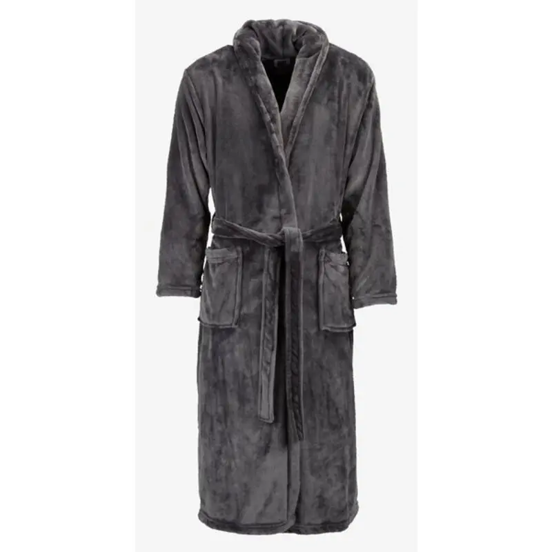 Bademantil LERUM mikro flis XXL/XXXL, boja beton siva